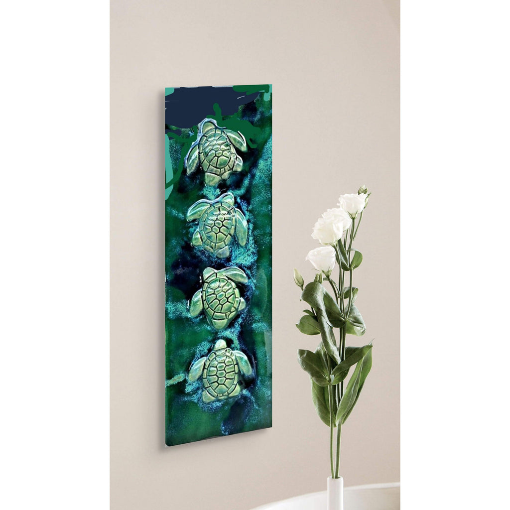 Ceramic Hawaiian green sea turtles wall hanging, ceramic turtle bathro ...